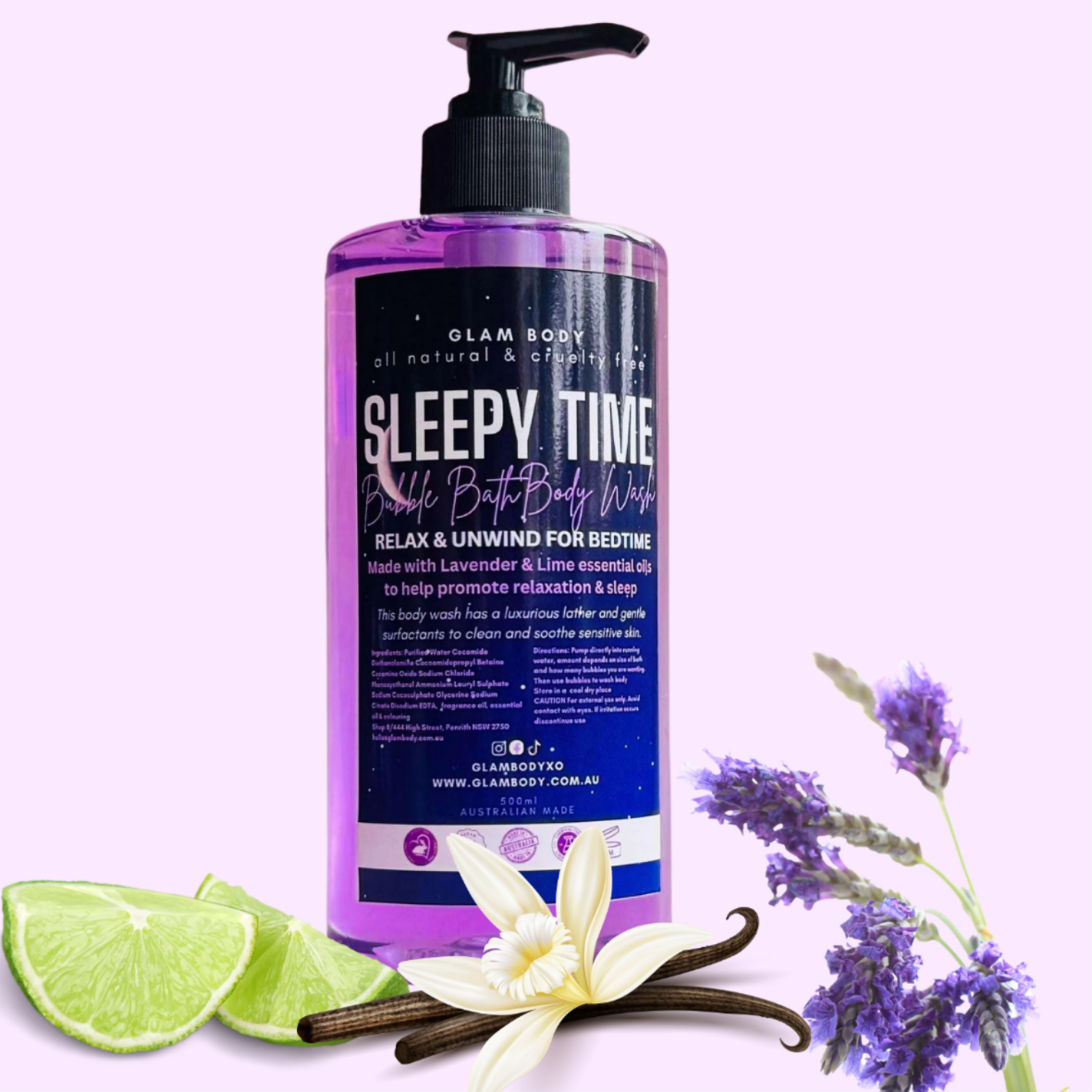 Sleepy Time Body Wash – Lavender & Lime | Glam Body